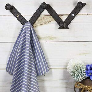 Ebros Cast Iron Vintage Rustic Industrial Farmhouse Railroad Nail Spikes 5 Peg Wall Hooks Western Vintage Multi-Purpose Hanger Plaque for Coats Hats Keys Clothing Towel Pet Leash