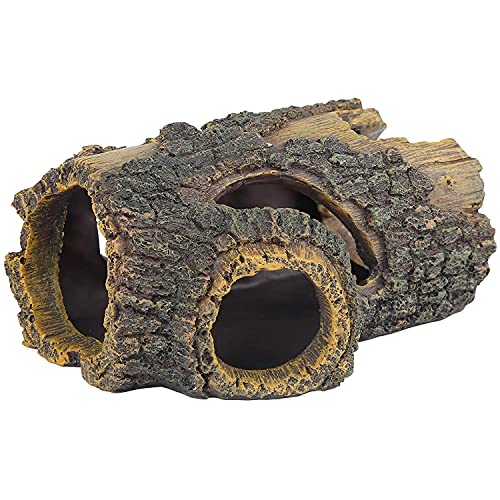 Uniclife Resin Hollow Tree Trunk Betta Log Aquarium Decorations Ornament Fish House Cave Wood House Decor for Small and Medium Fish Tank