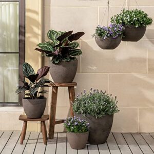 LA JOLIE MUSE Hanging Planters, Flower Pots Indoor & Outdoor, 10 Inch Garden Planters, New Iron Color, Set of 2