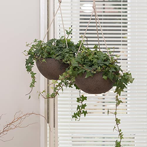 LA JOLIE MUSE Hanging Planters, Flower Pots Indoor & Outdoor, 10 Inch Garden Planters, New Iron Color, Set of 2