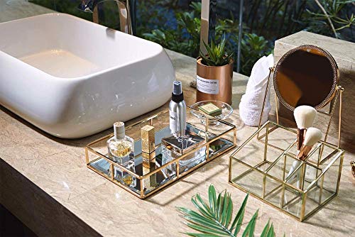 Rising Star Supply Golden Decorative Tray, Jewelry Perfume Makeup Organizer, Tray for Vanity, Table Centerpiece, Bathroom Tray, Coffee Table Tray