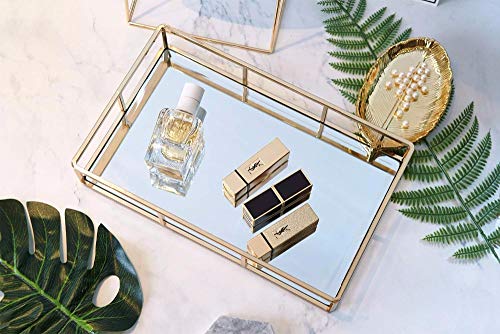 Rising Star Supply Golden Decorative Tray, Jewelry Perfume Makeup Organizer, Tray for Vanity, Table Centerpiece, Bathroom Tray, Coffee Table Tray