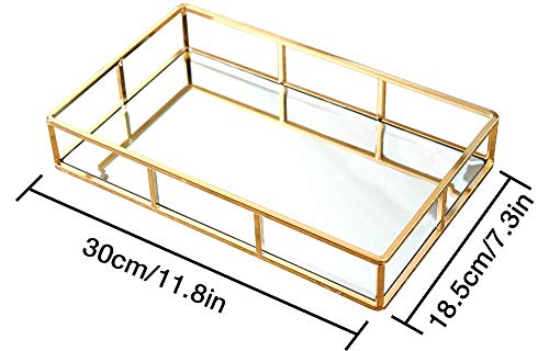 Rising Star Supply Golden Decorative Tray, Jewelry Perfume Makeup Organizer, Tray for Vanity, Table Centerpiece, Bathroom Tray, Coffee Table Tray