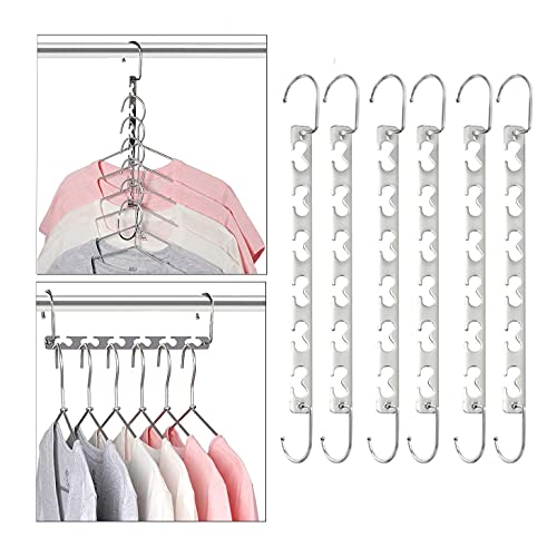 Magic Clothing Hangers Space Saving Sturdy Metal Hangers Wardrobe Closet Organizer Space Saving Hanger Pack of 6 Cascading Hangers