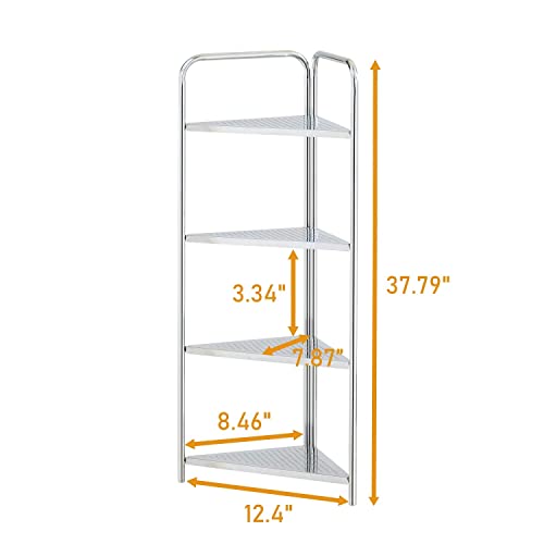 BEEY Narrow Storage Rack Standing Unit Shelf Metal Corner Shelf for Laundry Room Kitchen Bathroom Fridge Space(4-Tiers)