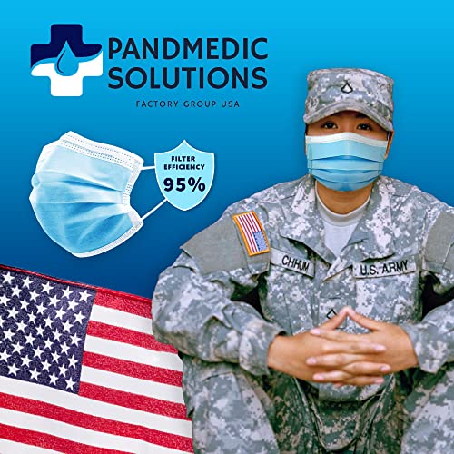 PandMedic Disposable Face Mask MADE in USA | Premium Medical American 3 Ply Safety Face Masks Breathable With Elastic Ear Loops - 50ct Resealable Bag