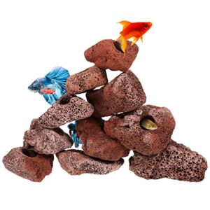 popetpop 10pcs volcanic rocks ornament plant pot ring for aquarium plants aquatic plant fixed ring for aquarium decoration fish tank accessories