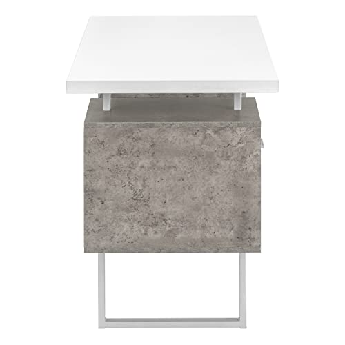 Monarch Specialties I 7633 Computer Desk, Home Office, Laptop, Left, Right Set-up, Storage Drawers, 60" L, Work, Metal, Laminate, Grey, White, Contemporary