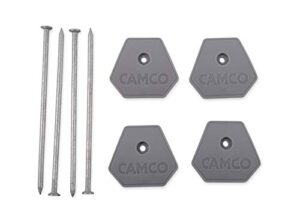 camco 45633 rv awning mat anchors - safely secure your awning mat in place - set of 4 with 7-inch hold-down nails, gray