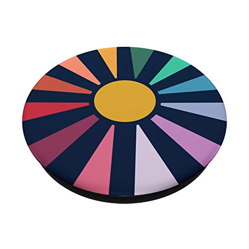 Rainbow Sunshine Circle colorful sun rays PopSockets Swappable PopGrip