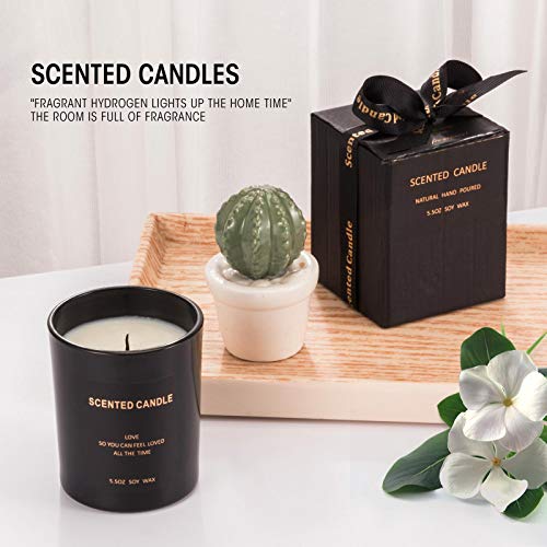 Fight Eagle Scented Candle Exquisite Black Glass Jars Long Lasting High 30 Hours Natural Soy Wax Scented Candles for Home Scented,Gifts,Office,Bathroom, Romantic Travel Goods. (Amber&Moss)