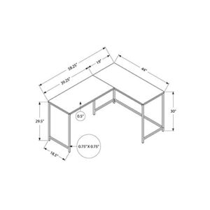 Monarch Specialties 7395 Computer Desk, Home Office, Corner, 58" L, L Shape, Work, Laptop, Metal, Laminate, Contemporary, Modern Desk-58 Top, 58.25" L x 44" W x 30" H, White/White