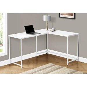 Monarch Specialties 7395 Computer Desk, Home Office, Corner, 58" L, L Shape, Work, Laptop, Metal, Laminate, Contemporary, Modern Desk-58 Top, 58.25" L x 44" W x 30" H, White/White