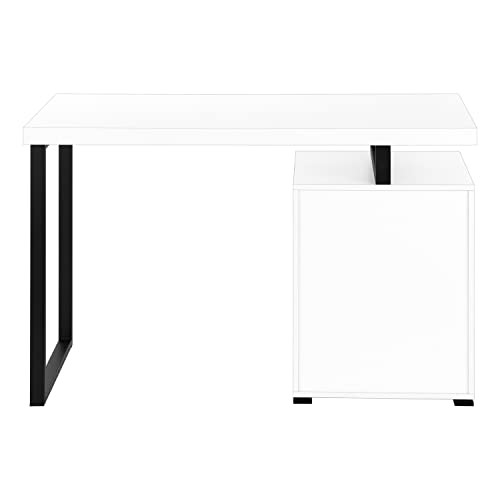 Monarch Specialties 7646 Computer Desk, Home Office, Laptop, Left, Right Set-up, Storage Drawers, 48" L, Work, Metal, Laminate, White, Black, Contemporary Desk-48 R Face, 47.25" L x 23.75" W x 30" H