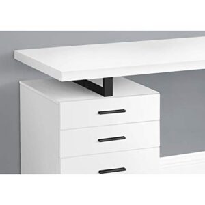 Monarch Specialties 7646 Computer Desk, Home Office, Laptop, Left, Right Set-up, Storage Drawers, 48" L, Work, Metal, Laminate, White, Black, Contemporary Desk-48 R Face, 47.25" L x 23.75" W x 30" H