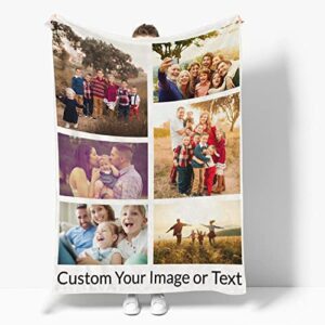 ibedding custom blanket - personalized blankets with photos and text customized picture throw for adult kids birthday fathers mothers valentines day christmas (60"x80",6 photos collage)