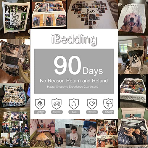 iBedding Custom Blanket - Personalized Blankets with Photos and Text Customized Picture Throw for Adult Kids Birthday Fathers Mothers Valentines Day Christmas (60"x80",6 Photos Collage)