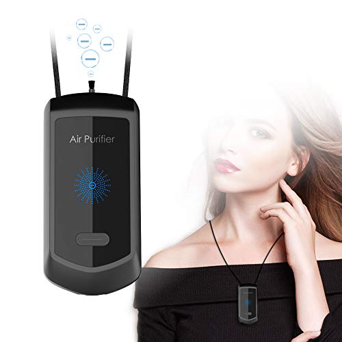 Newly 3S Fast Purifi-cation Wearable Air Puri-fier Necklace, USB Personal Air Filter 12Millions Large Anions Ouput with Carbon Fiber Brush Dual Purifi-cation