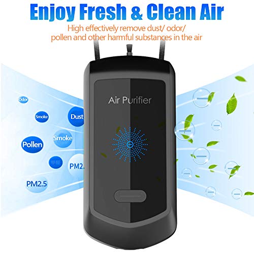 Newly 3S Fast Purifi-cation Wearable Air Puri-fier Necklace, USB Personal Air Filter 12Millions Large Anions Ouput with Carbon Fiber Brush Dual Purifi-cation