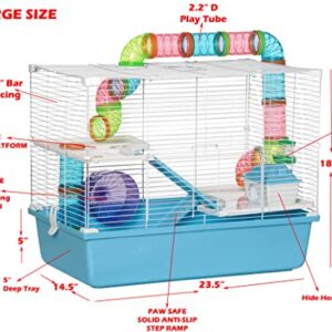 Large 3-Levels Habitat Dwarf Hamster Mansion Mouse House for Rodent Gerbil Mice Rat with Crossover Tube Tunnel Expandable and Customizable