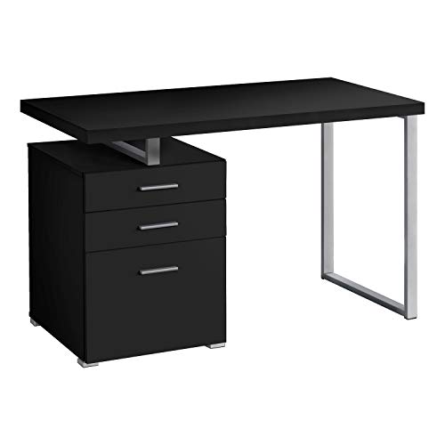 Monarch Specialties I 7649 Computer Desk, Home Office, Laptop, Left, Right Set-up, Storage Drawers, 48" L, Work, Metal, Laminate, Black, Grey, Contemporary