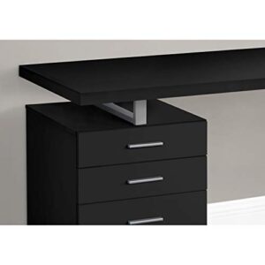 Monarch Specialties I 7649 Computer Desk, Home Office, Laptop, Left, Right Set-up, Storage Drawers, 48" L, Work, Metal, Laminate, Black, Grey, Contemporary