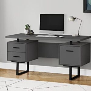 Monarch Specialties 7630 Computer Desk, Home Office, Laptop, Left, Right Set-up, Storage Drawers, 60" L, Work, Metal, Laminate, Contemporary Desk-60 L Modern Grey Black x 23.75" W x 30.25" H