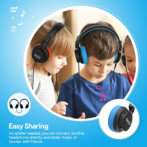 gorsun Kids Headphones, Headphones for Kids for School, 85dB/94dB Volume Limited, Wired Headphones with Mic, Sharing Function, Adjustable Toddler Headphones for School/Tablet/PC