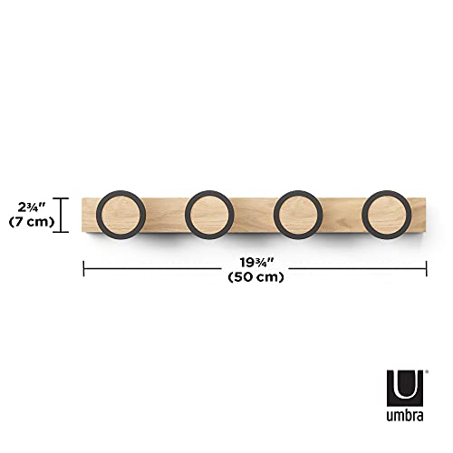 Umbra Hub Rail 4 Hook,Black/Natural