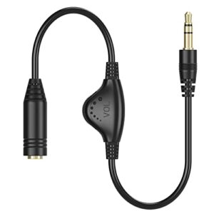 PChero 3.5mm Male to Female Stereo Audio Extension Adapter Cable with Volume Adjustment Control - 10inch