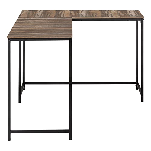 Monarch Specialties 7391 Computer Desk, Home Office, Corner, 58" L, L Shape, Work, Laptop, Metal, Laminate, Contemporary, Modern Desk-58, 58.25" L x 44" W x 30" H, Brown Reclaimed Wood-Look/Black