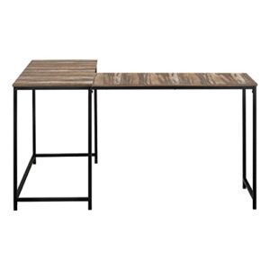 Monarch Specialties 7391 Computer Desk, Home Office, Corner, 58" L, L Shape, Work, Laptop, Metal, Laminate, Contemporary, Modern Desk-58, 58.25" L x 44" W x 30" H, Brown Reclaimed Wood-Look/Black