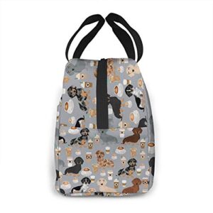 TumzfhQ Funny Dachshund Lunch Bag for Women Insulated Thermal Tote Lunch Box for Work College Picnic Beach Park