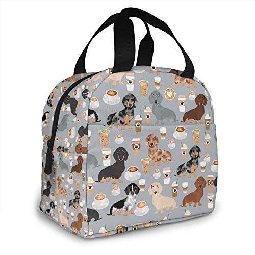 TumzfhQ Funny Dachshund Lunch Bag for Women Insulated Thermal Tote Lunch Box for Work College Picnic Beach Park