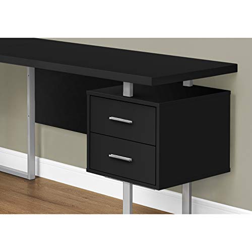 Monarch Specialties I 7619 Computer Desk, Home Office, Corner, Left, Right Set-up, Storage Drawers, 70" L, L Shape, Work, Laptop, Metal, Laminate, Black, Grey