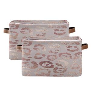 nander elegant rose gold leopard pattern foldable storage cubes laundry basket for kids toy storage basket cosmetic toys cloth cube bins organizer office stationery