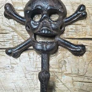 MIABE - Cast Iron Supplies for Skull and Crossbones Towel Hanger Coat Hat Hooks Hook Pirate Jolly Roger for Home Decor,Brown