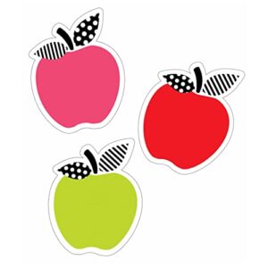 schoolgirl style black, white & stylish brights 36-piece mini apple bulletin board cutouts, red, orange, pink, green, aqua apples cutouts for bulletin board & classroom décor, apple classroom cutouts