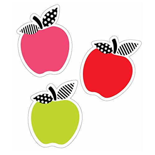 Schoolgirl Style Black, White & Stylish Brights 36-Piece Mini Apple Bulletin Board Cutouts, Red, Orange, Pink, Green, Aqua Apples Cutouts for Bulletin Board & Classroom Décor, Apple Classroom Cutouts