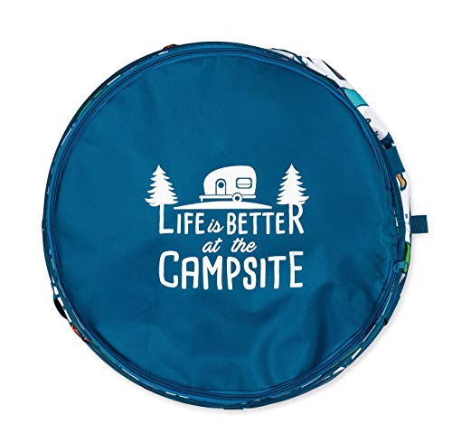 Camco 42997 Life is Better at The Campsite Pop-Up Container, 24-Inches x 18-Inches - Holds 30-Gallon Kitchen-Size Trash Bags - Features a Campsite Design