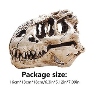 KODENG Tyrannosaur Skull T-Rex Skull Gifts Lifelike Resin Crafts Dinosaur Skull Fossil Teaching Skeleton Model Home Aquarium Decor (A)