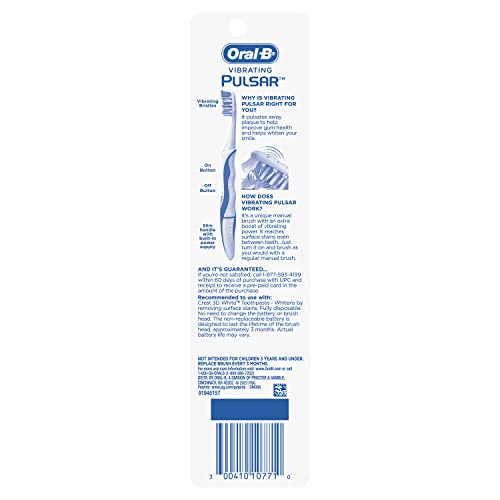 Oral-B Pulsar Battery Toothbrush with Charcoal Infused Bristles, Soft, 2 Count