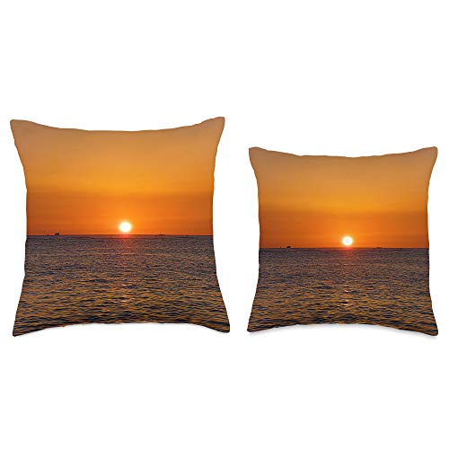 MISSION-SURF SEA SURFING AND ISLAND BEACH COMPANY Beautiful Oahu Hawaii Sandy Beach Oceanshore at Sunset Throw Pillow, 16x16, Multicolor