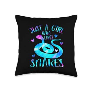 just a girl who loves snakes theme cute snake lover galaxy throw pillow