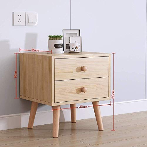 AYKDAS Bedside Table Bedroom Bedside Table, Bedside Table Bedside Table Solid Wood Double Drawer Cabinet for Bedroom Living Room Apartment, Full Assemble