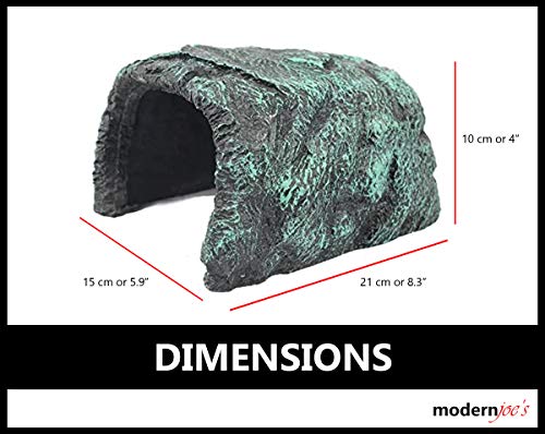 Stone Cave Shelter Hiding Turtle House - Hideout Caves for Reptile Aquarium Terrarium Decoration Ornament (8.3 x 6 inches)