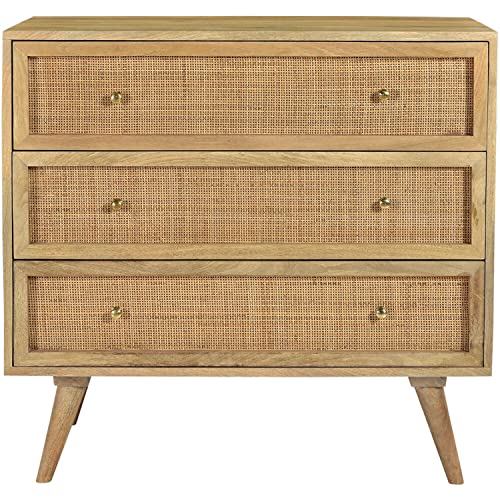 Cambridge Parkview 3-Drawer Mango Wood Chest in Natural, 33.5"W x 18"D x 31.5"H, 988010-NAT