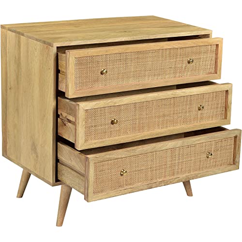 Cambridge Parkview 3-Drawer Mango Wood Chest in Natural, 33.5"W x 18"D x 31.5"H, 988010-NAT