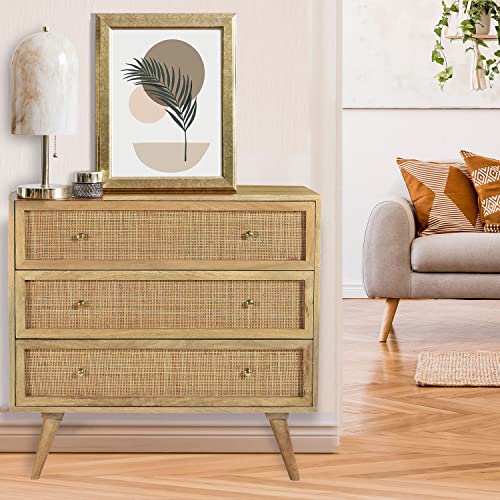 Cambridge Parkview 3-Drawer Mango Wood Chest in Natural, 33.5"W x 18"D x 31.5"H, 988010-NAT