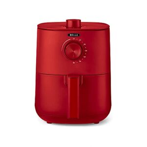 bella 2.9qt manual air fryer, no pre-heat needed, no-oil frying, fast healthy evenly cooked meal every time, removeable dishwasher safe non stick pan and crisping tray for easy clean up, matte red